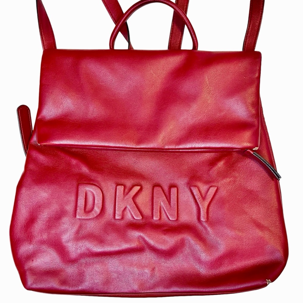 Dkny Tilly Fold Logo Red Backpack - Gem